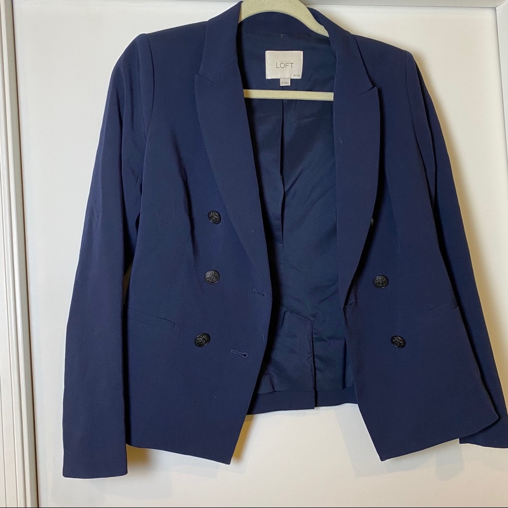 Loft Womens Navy Blazer With Buttons - Gem
